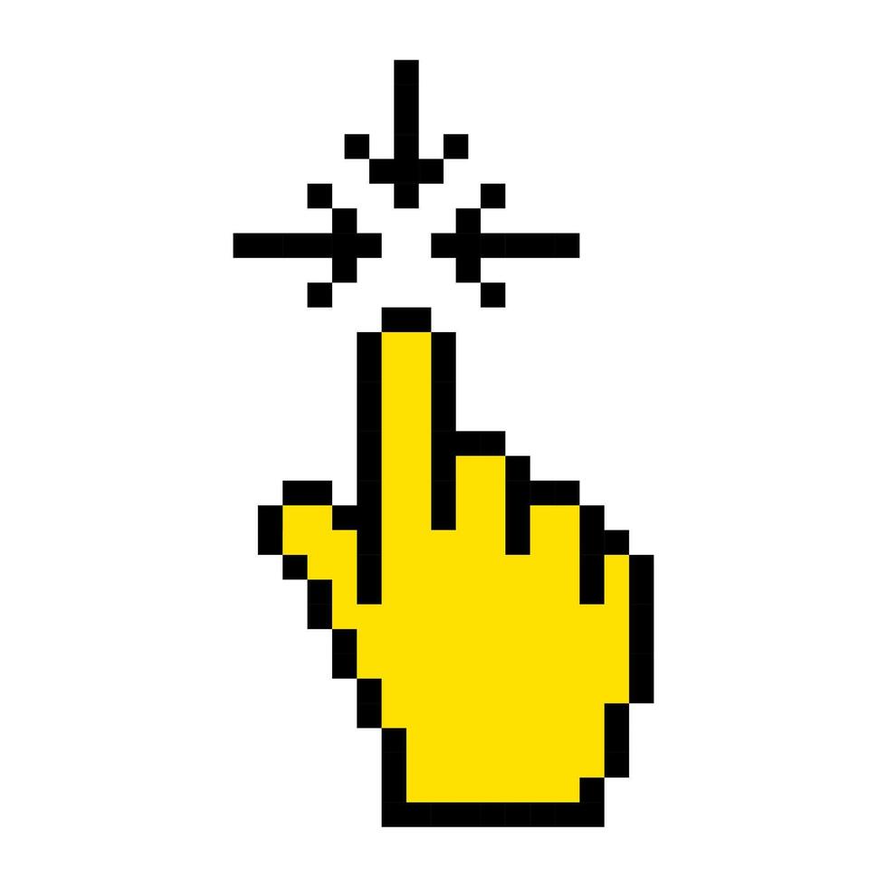 Yellow pointer with decreasing line icon. Computer, mouse, arrow, hover, click, highlight ...