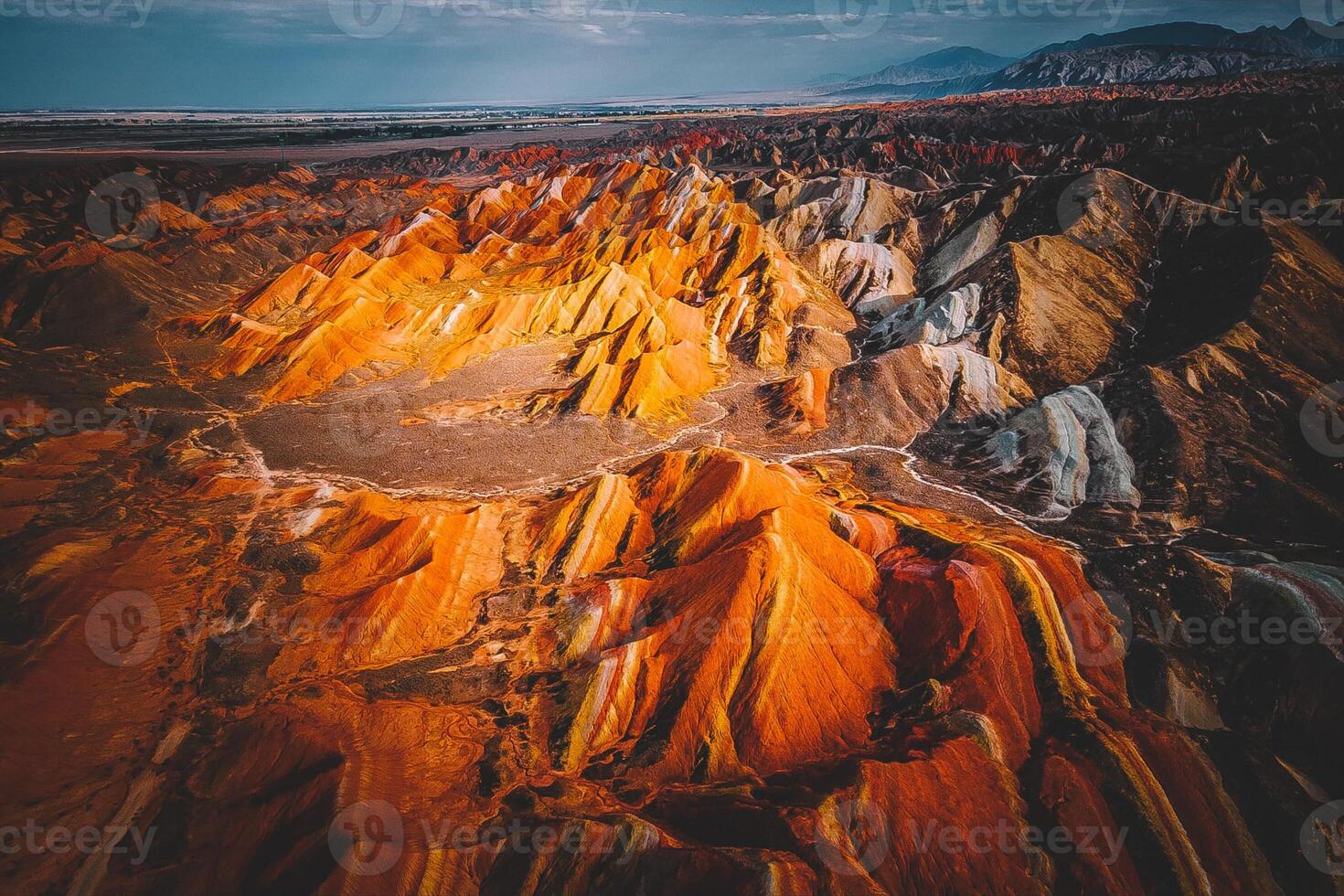 Amazing scenery of china mountains and blue sky background in sunset ...