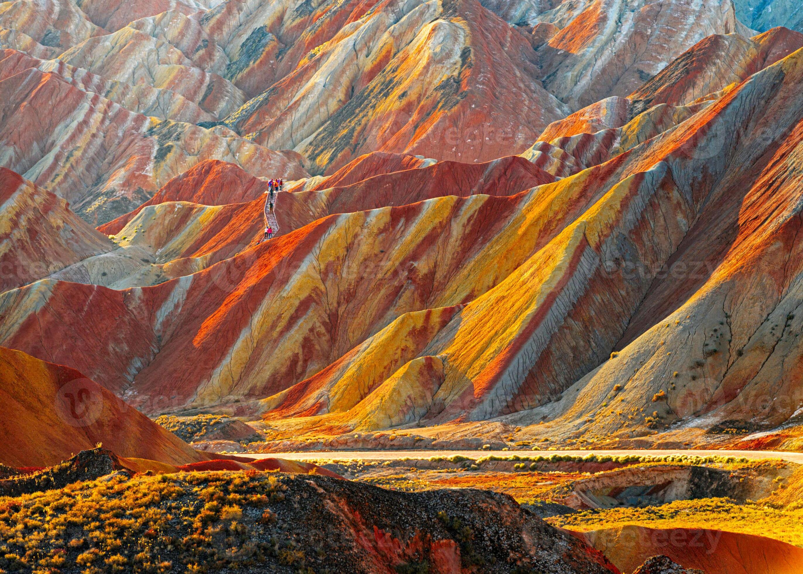Amazing scenery of china mountains and blue sky background in sunset ...