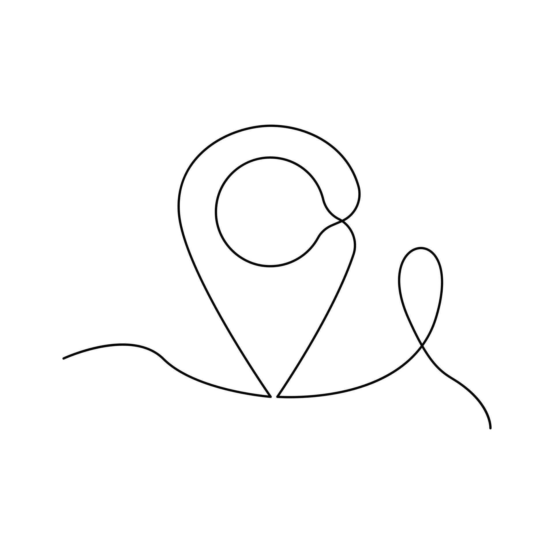 One-line location pointers drawing and continuous single-outlines location, pin navigation ...