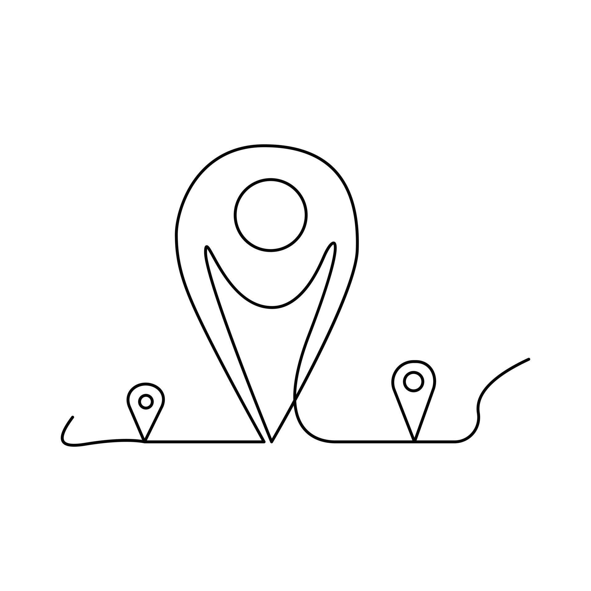 One-line location pointers drawing and continuous single-outlines location, pin navigation ...