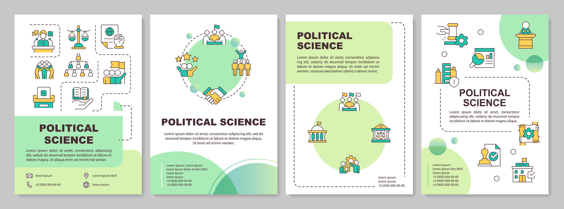Politics science circle green brochure template. Government structure ...