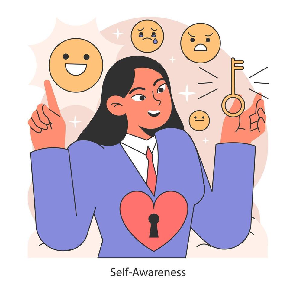 Life navigation. Self-aware woman understanding emotions, and finding 42583818 Vector Art at ...