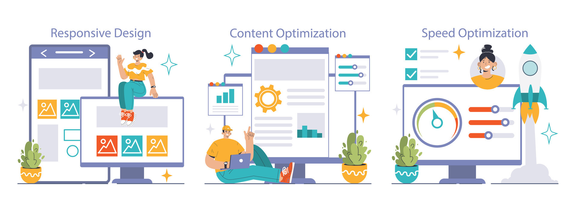 Website optimization set. Tailoring user-friendly web interfaces, 42584892 Vector Art at Vecteezy