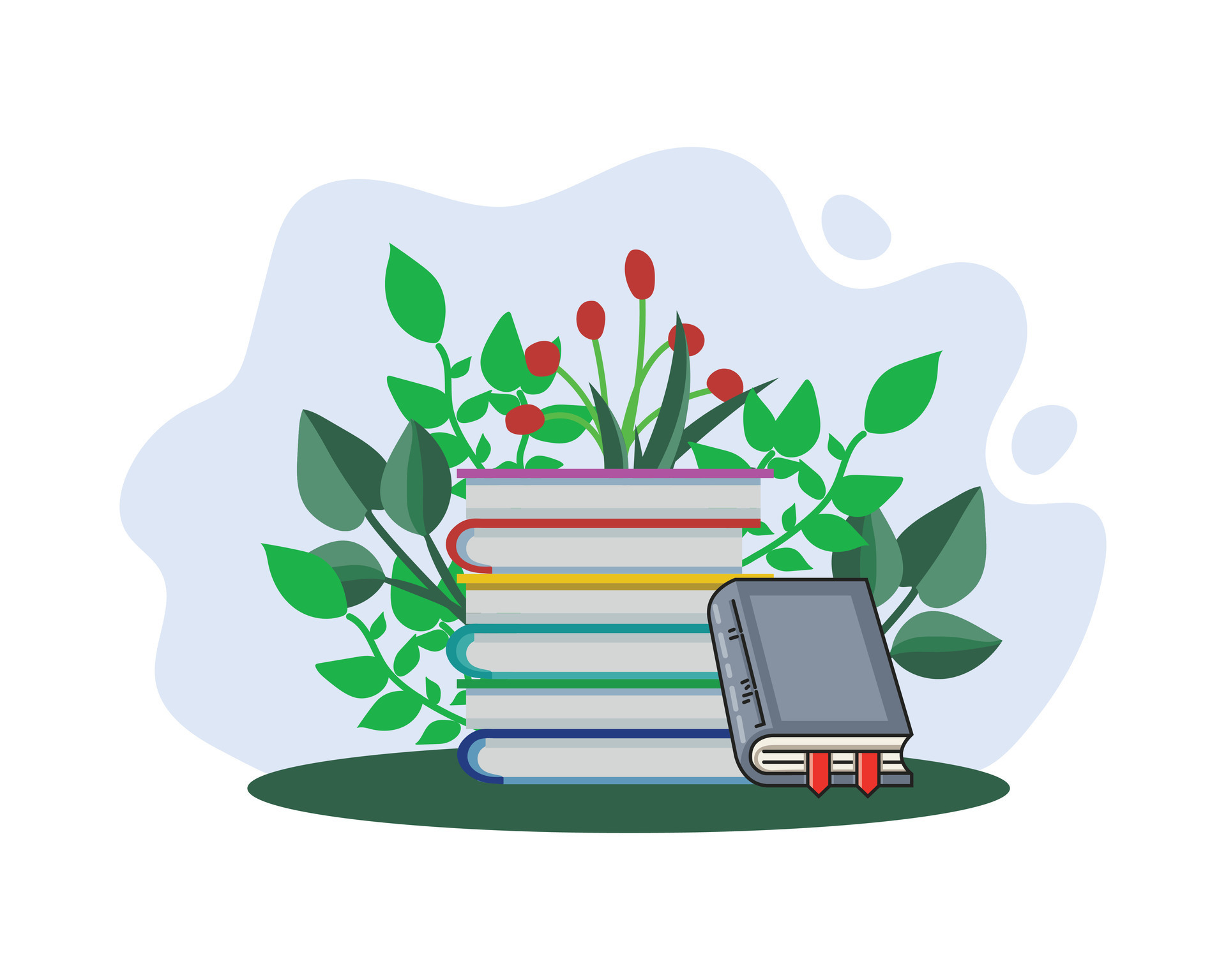 Hand drawn stack of books illustration with pant decoration vector 42585023 Vector Art at Vecteezy