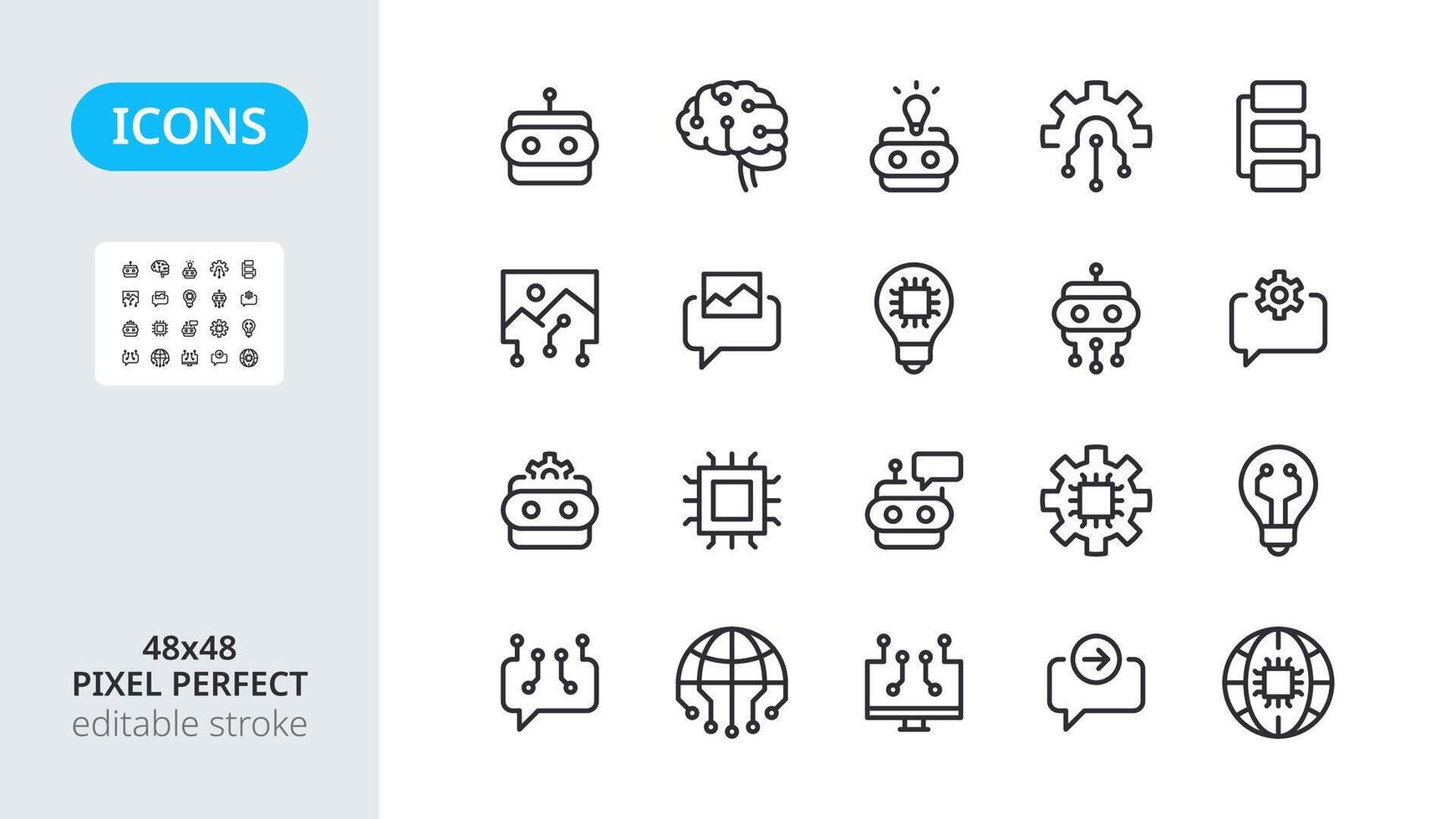 AI artificial intelligence icons. Smart technologies for the robot is ...