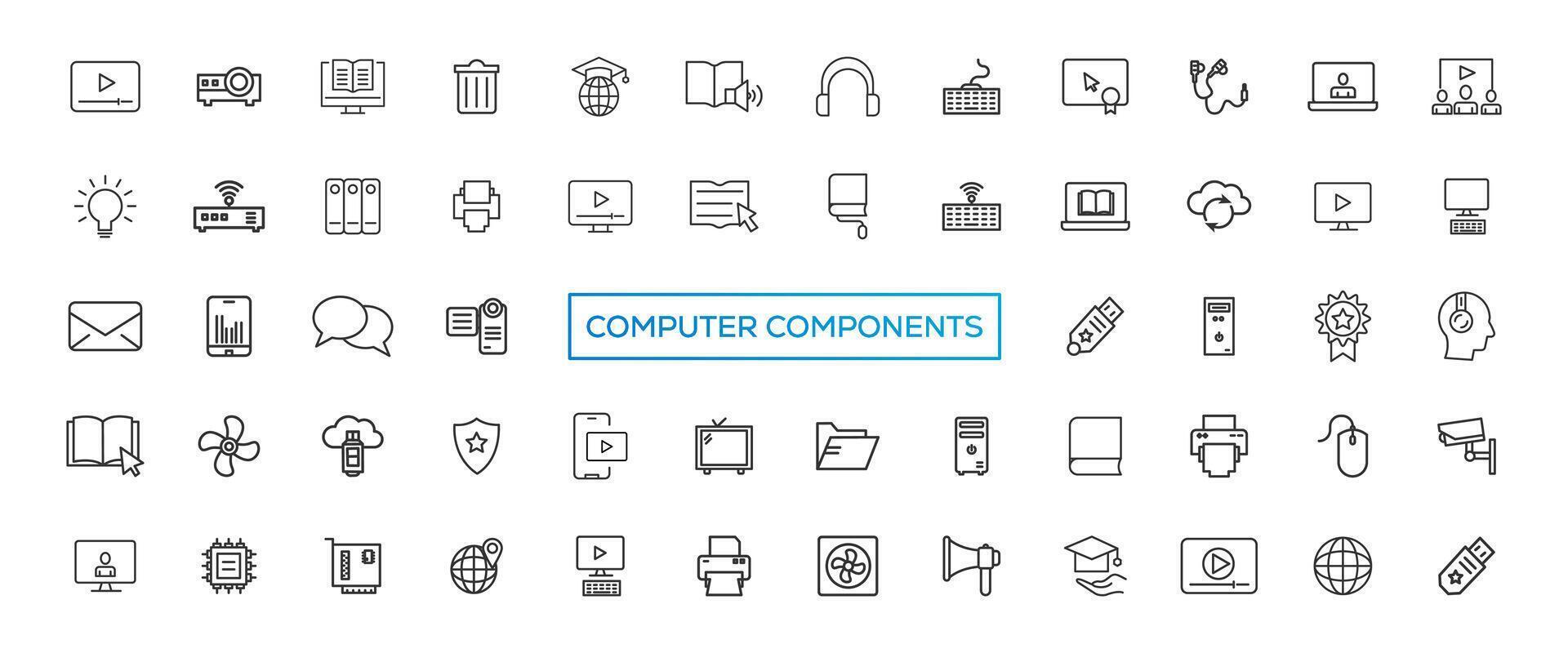 Tech Device thin lines Flat Icon Solid style,isolated Simple Communication icon set,easy to ...