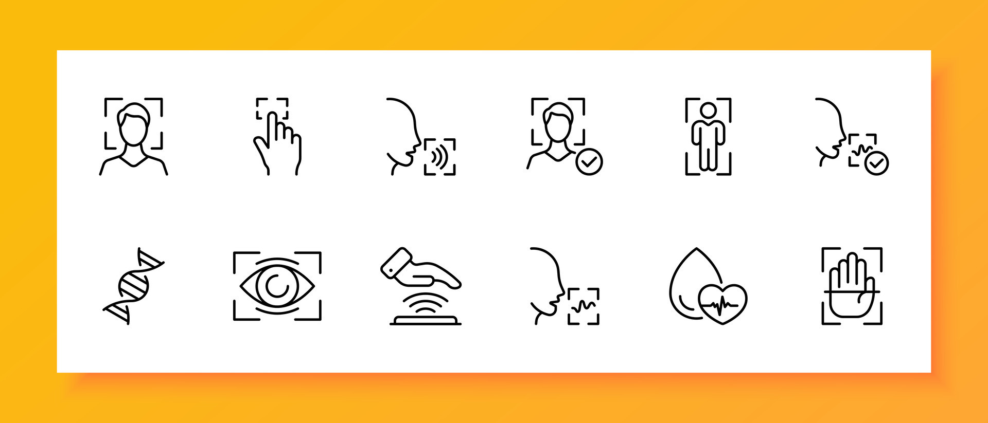 Biometrics Icon Set Scanner Retina Fingerprint Voice Timbre