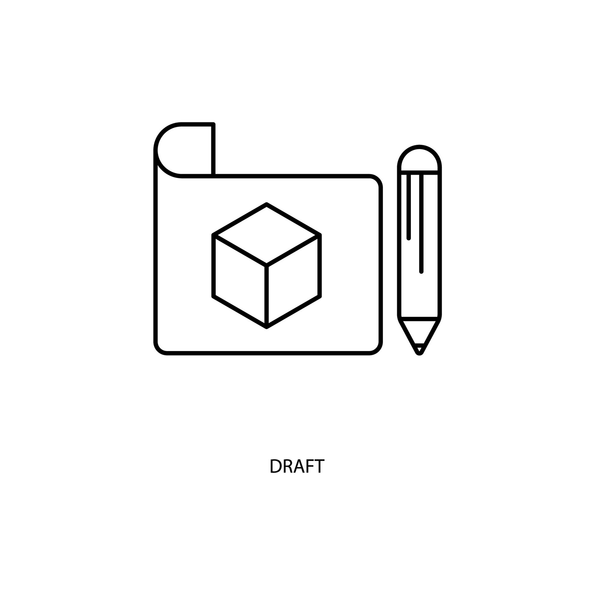 draft concept line icon. Simple element illustration.draft concept ...