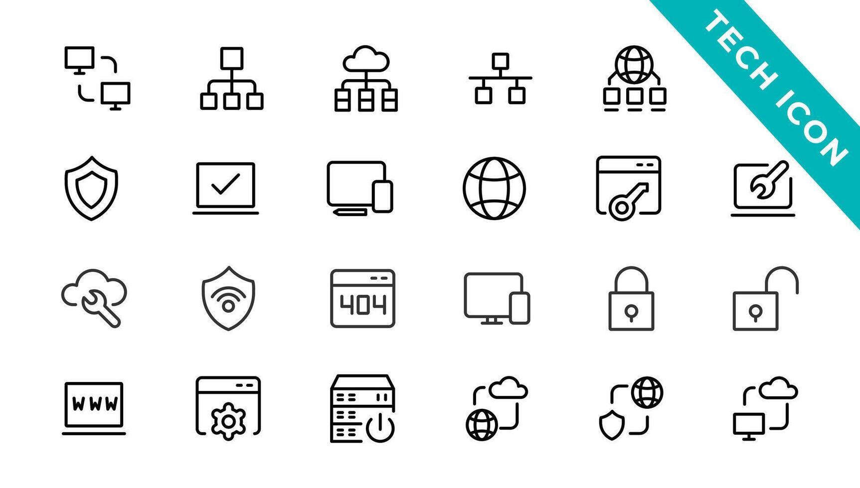 Information Technology Web Icon Set In Line Style Network Web Design Website Computer