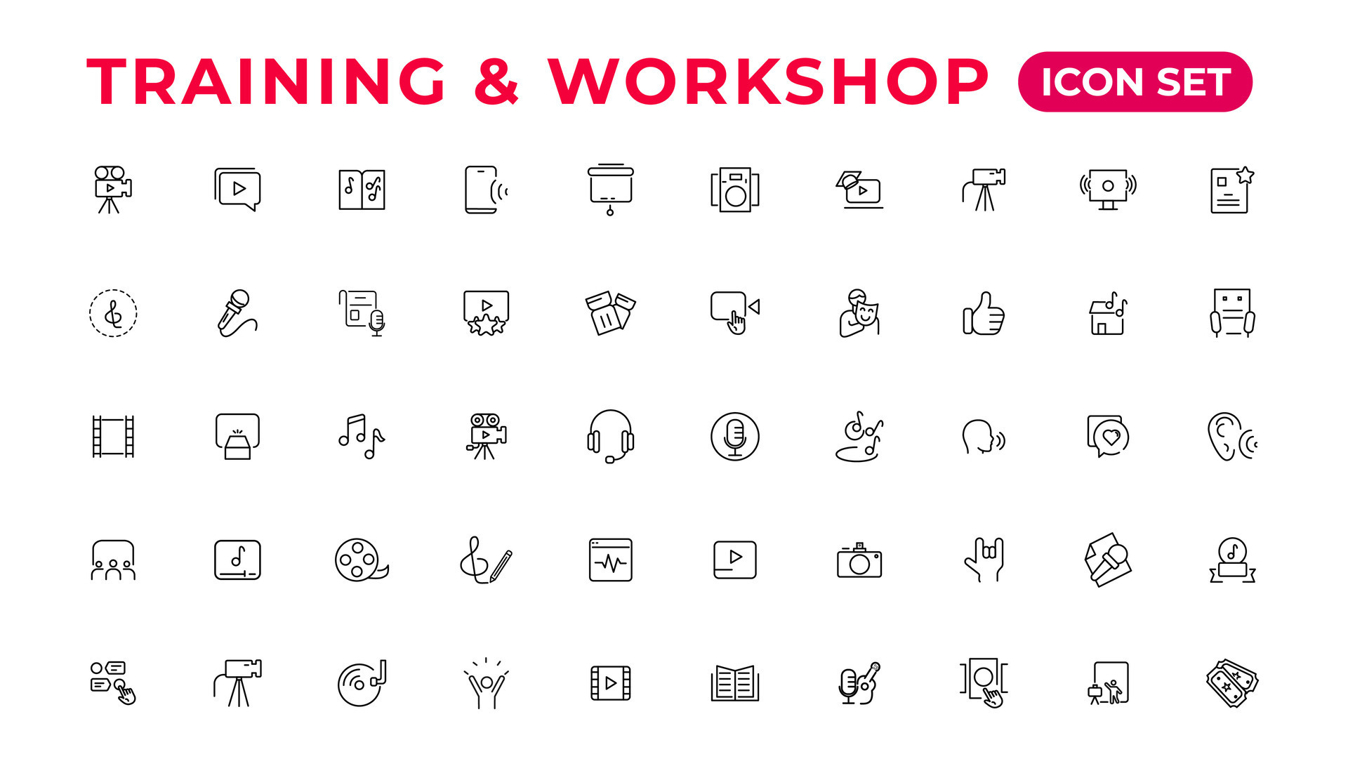 Training and workshop linear icons collection.Set of thin line web icon set, simple line icons ...