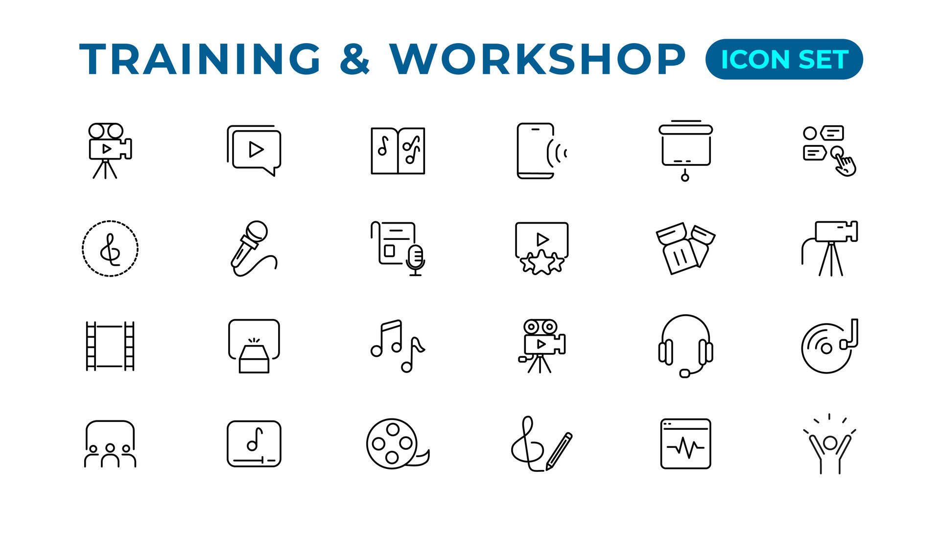 Training and workshop linear icons collection.Set of thin line web icon set, simple line icons ...