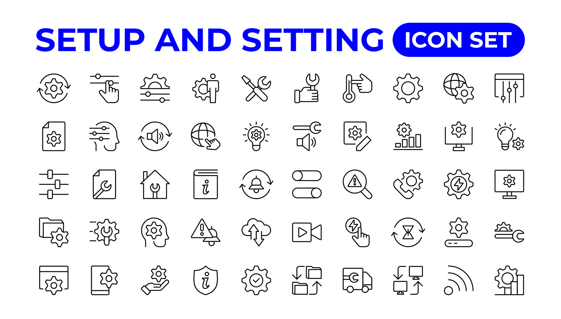 Setup and setting thin line icons.Outline icon collection. 42599324 ...
