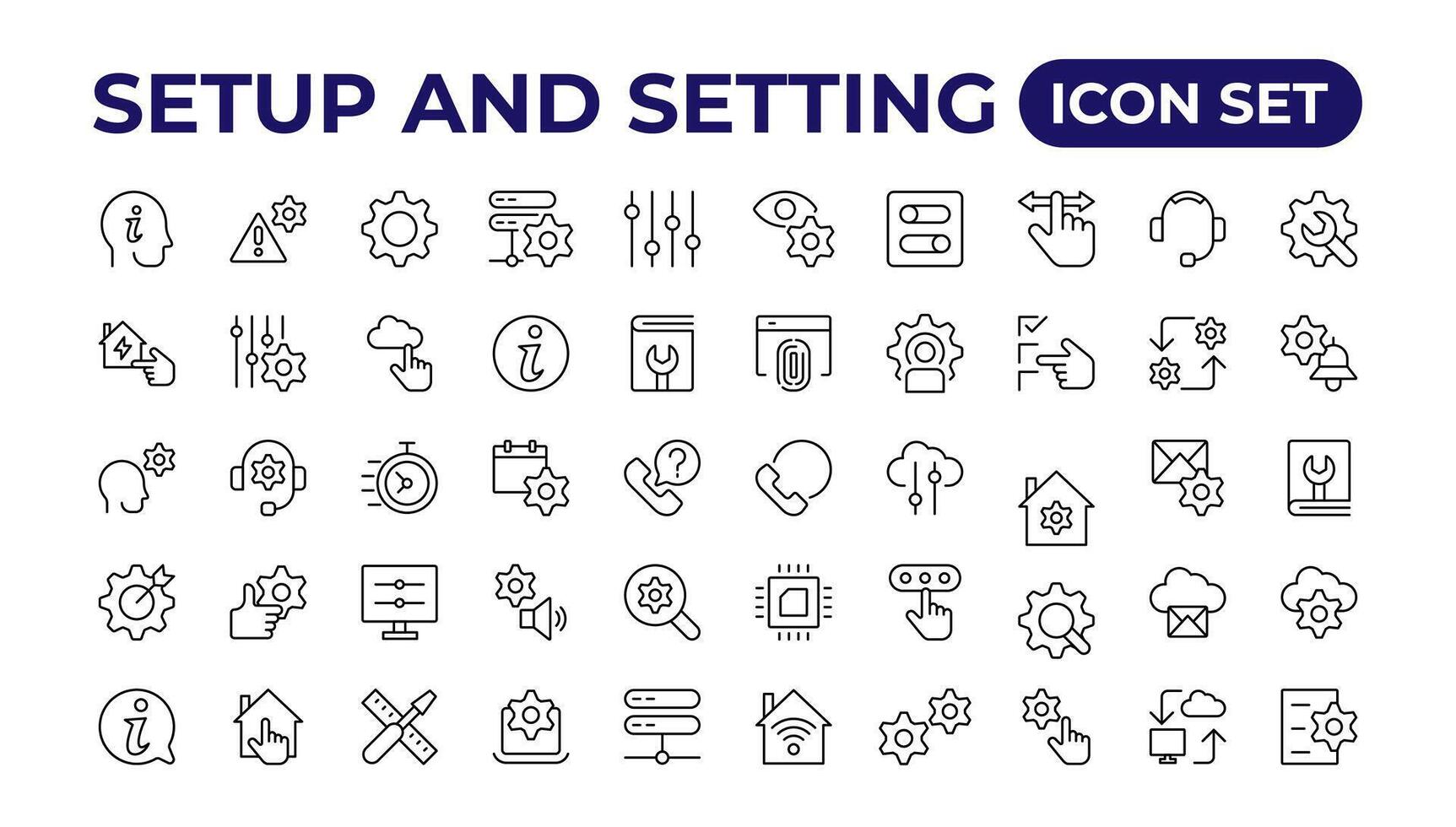Setup and setting thin line icons.Outline icon collection. 42599338 ...