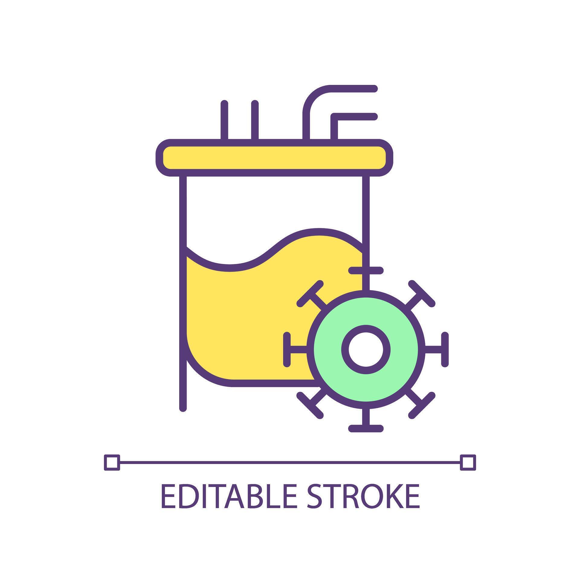 Microorganisms fermentation RGB color icon. Organic materials bioprocessing. Bioengineering ...