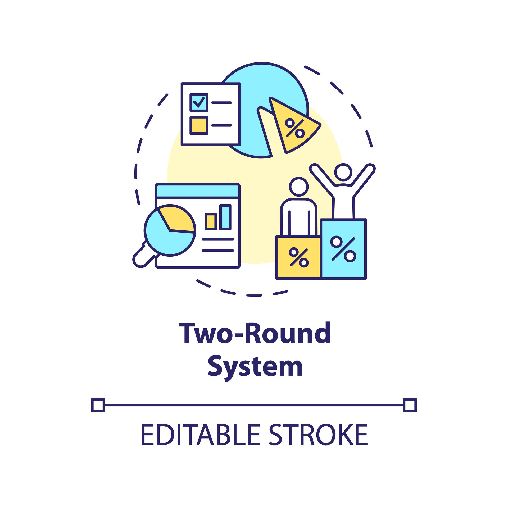 Two-round system multi color concept icon. Presidential voting election ...