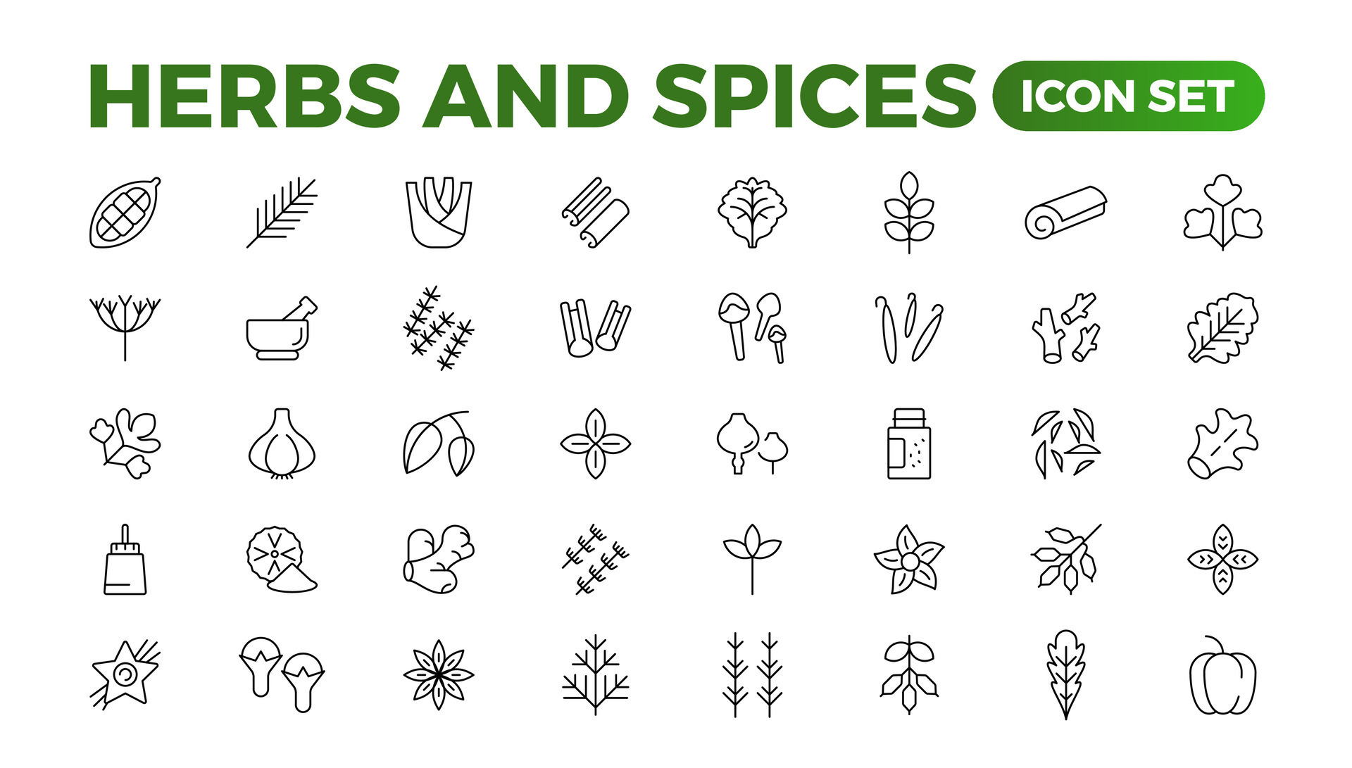 Herbs And Spices Minimal Thin Line Web Icon Set Outline Icons