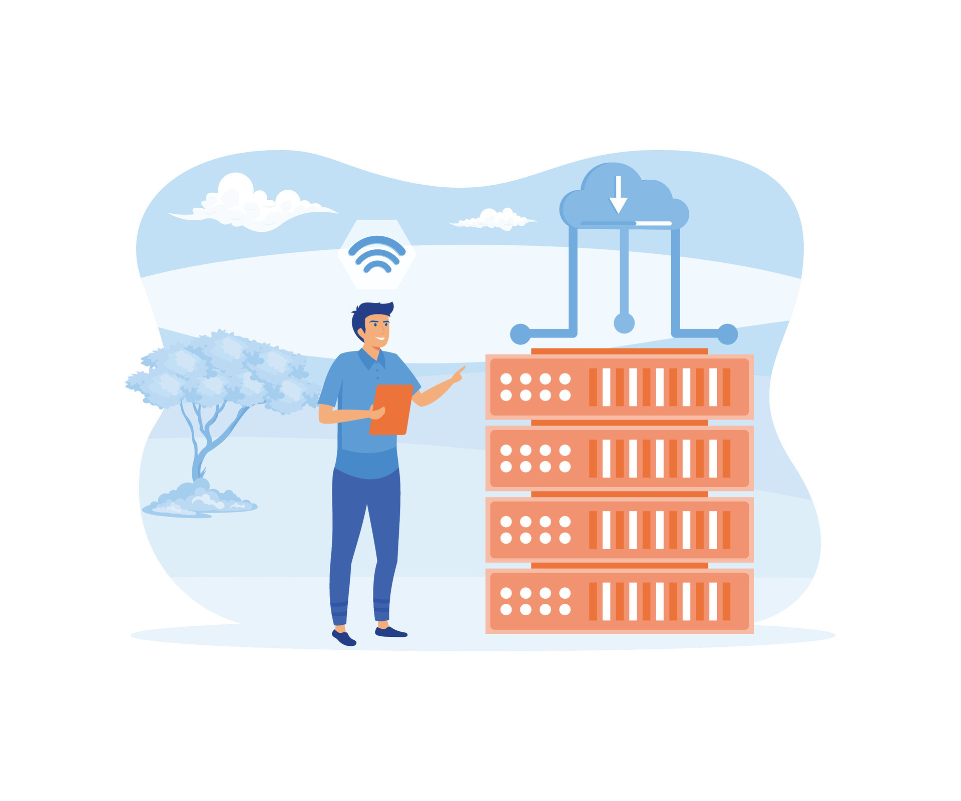 Web Hosting Concept Concept Of Cloud Computing Online Database