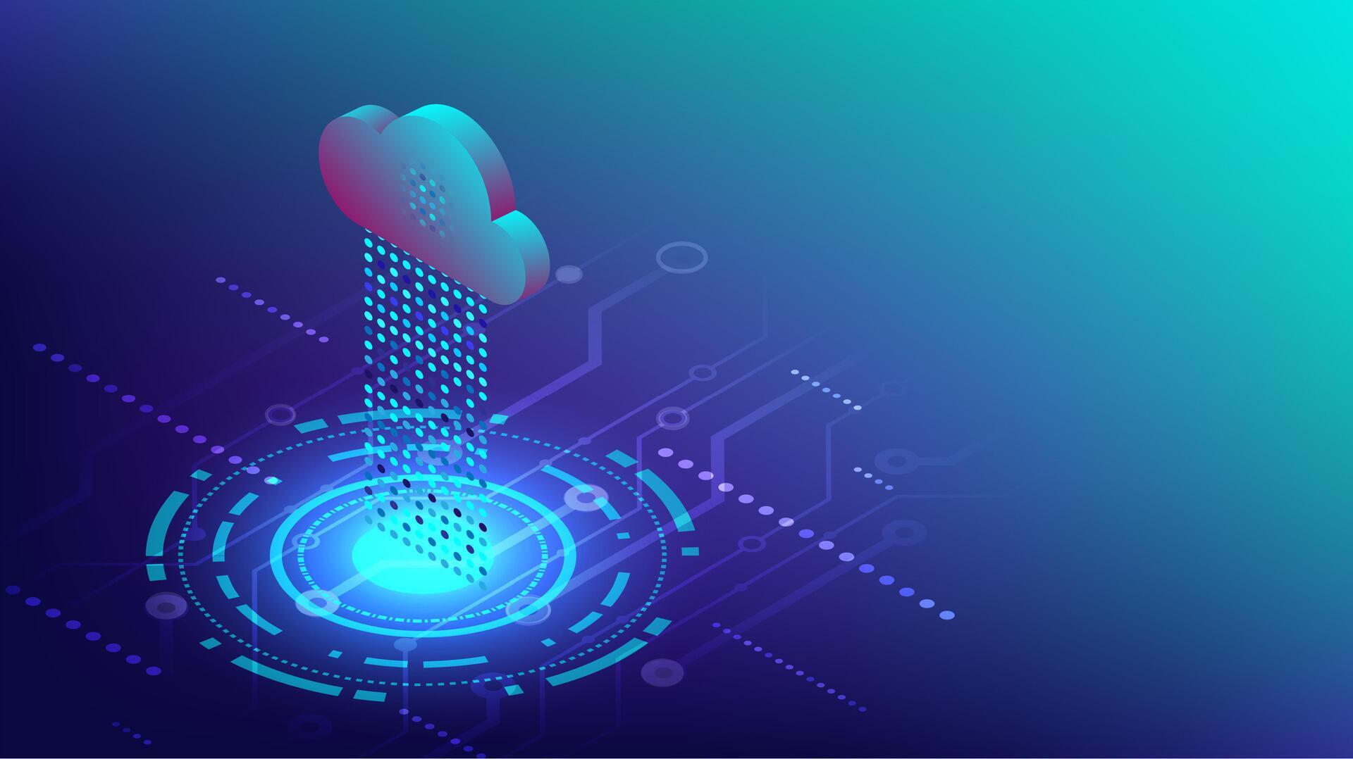 Hi-tech abstract background. Technology Connecting to cloud computing, downloading and uploading ...