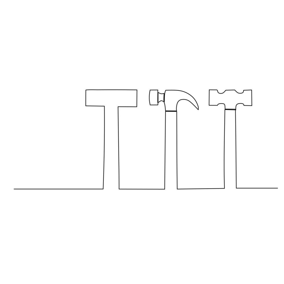 A Set Of Hammers Continuous Line Drawing Simple Hand Drawn Style
