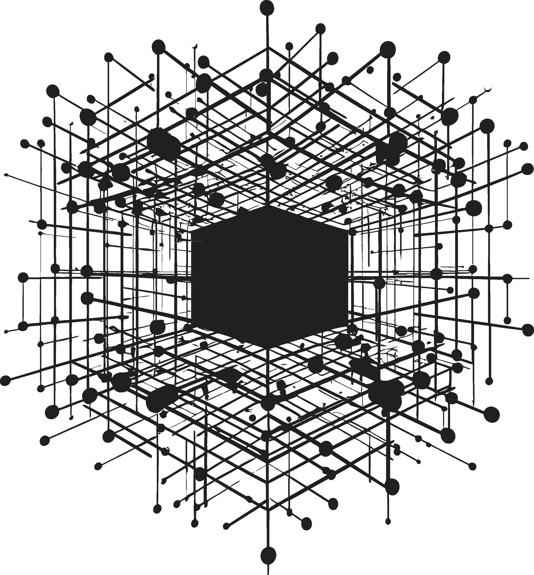 Dynamic Symmetry Monochromatic Logo Featuring Abstract Geometric Shapes In Vector Shape Fusion