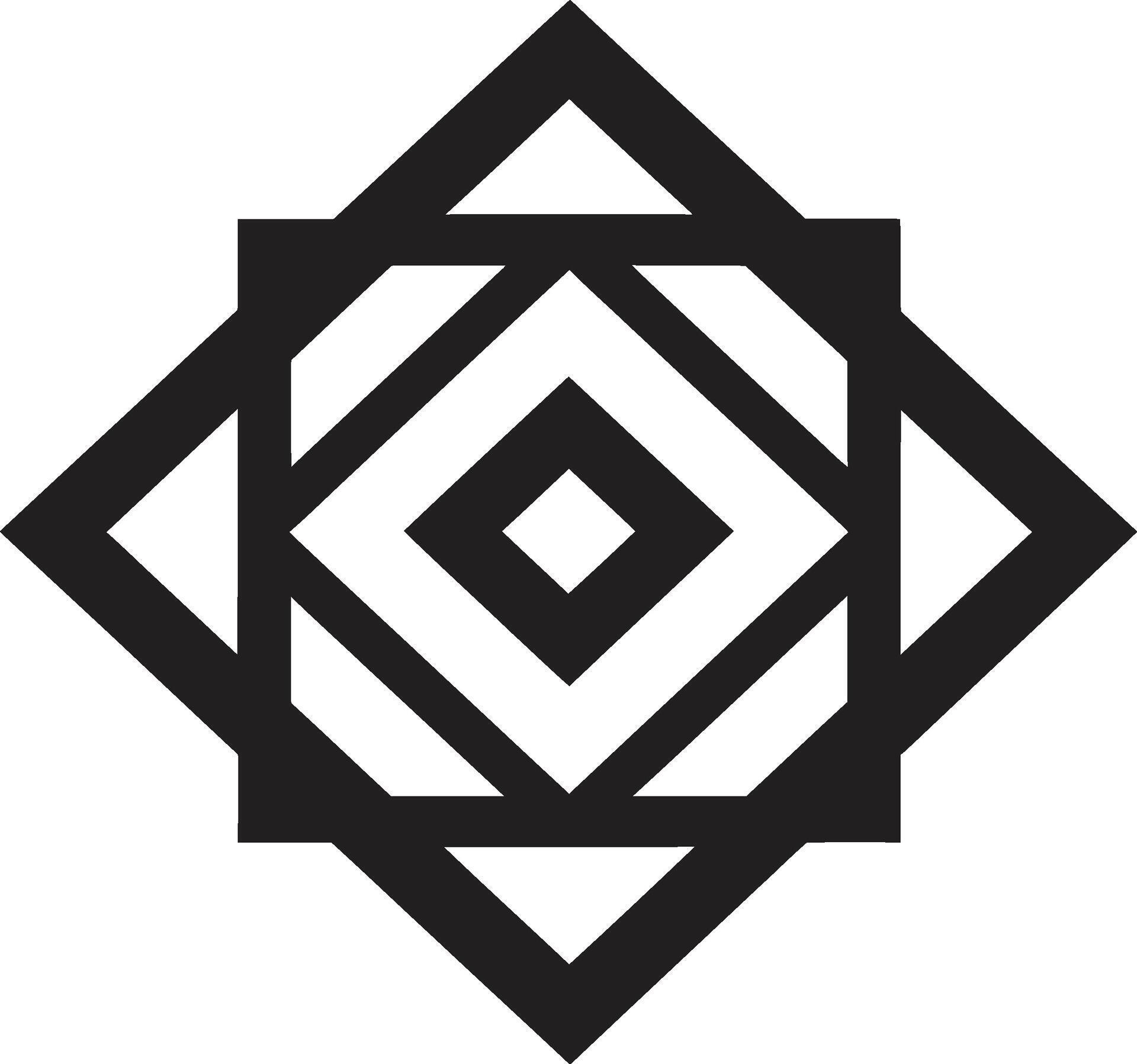 Dynamic Symmetry Monochromatic Logo Featuring Abstract Geometric Shapes In Vector Shape Fusion