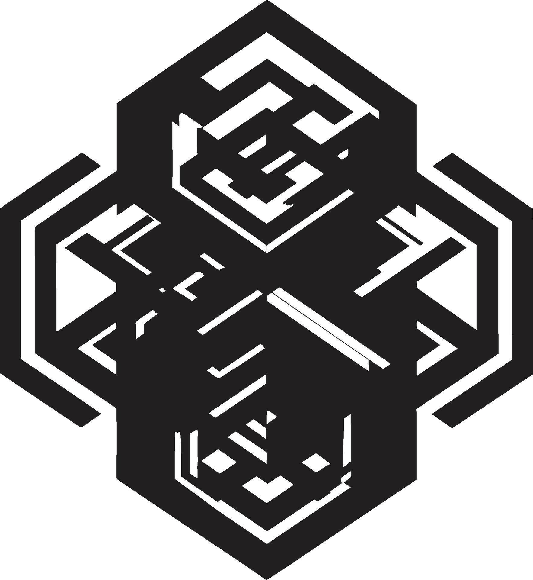 Infinite Abstraction Sleek Icon Design Featuring Geometric Patterns in Black Dimensional ...