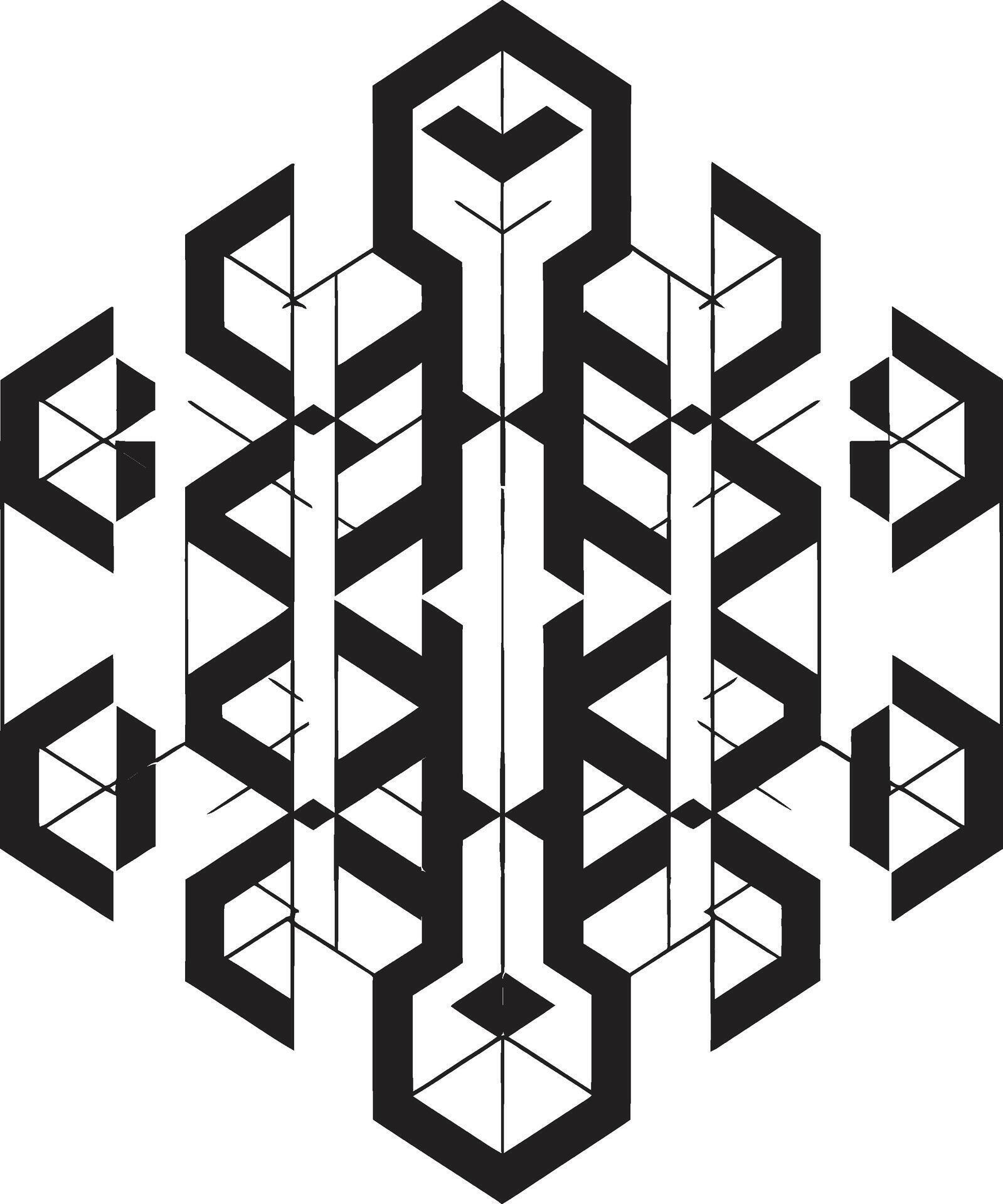 Ethereal Harmony Black Geometric Logo Vector with Abstract Shapes Infinite Abstraction Sleek ...