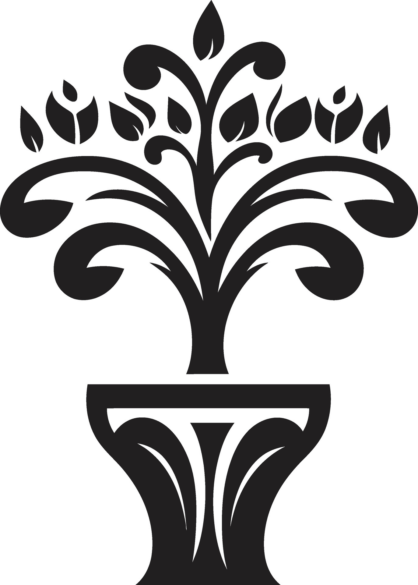 Floral Fusion Chic Vector Plant Pot Logo In Black Potted Panache