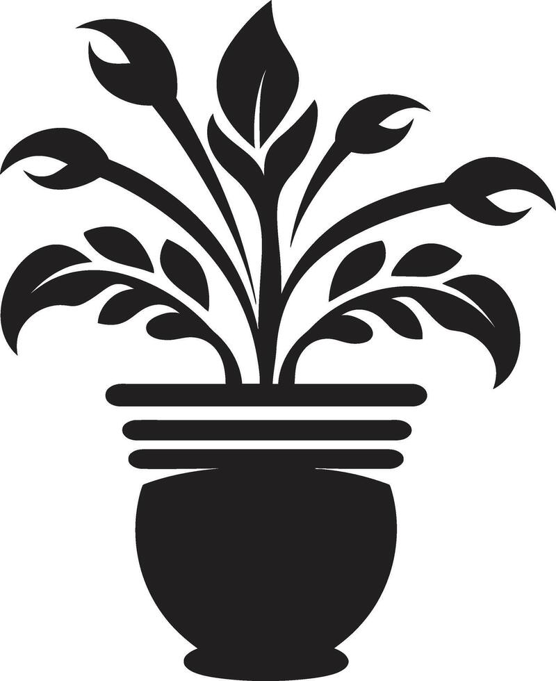 Elegant Essence Chic Vector Plant Pot Logo In Black Natures Niche