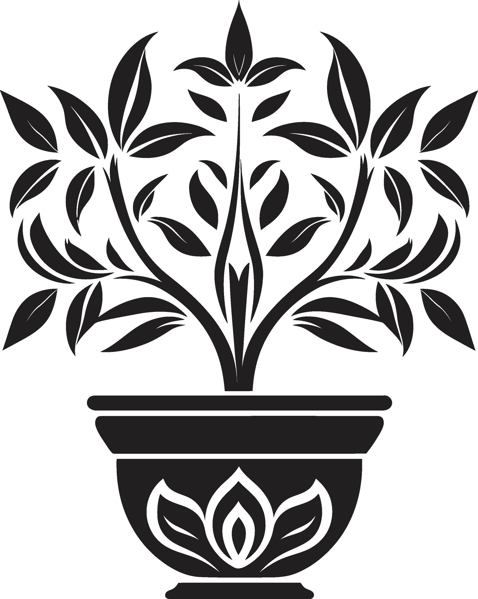 Floral Finesse Chic Vector Emblem Highlighting Stylish Plant Pot