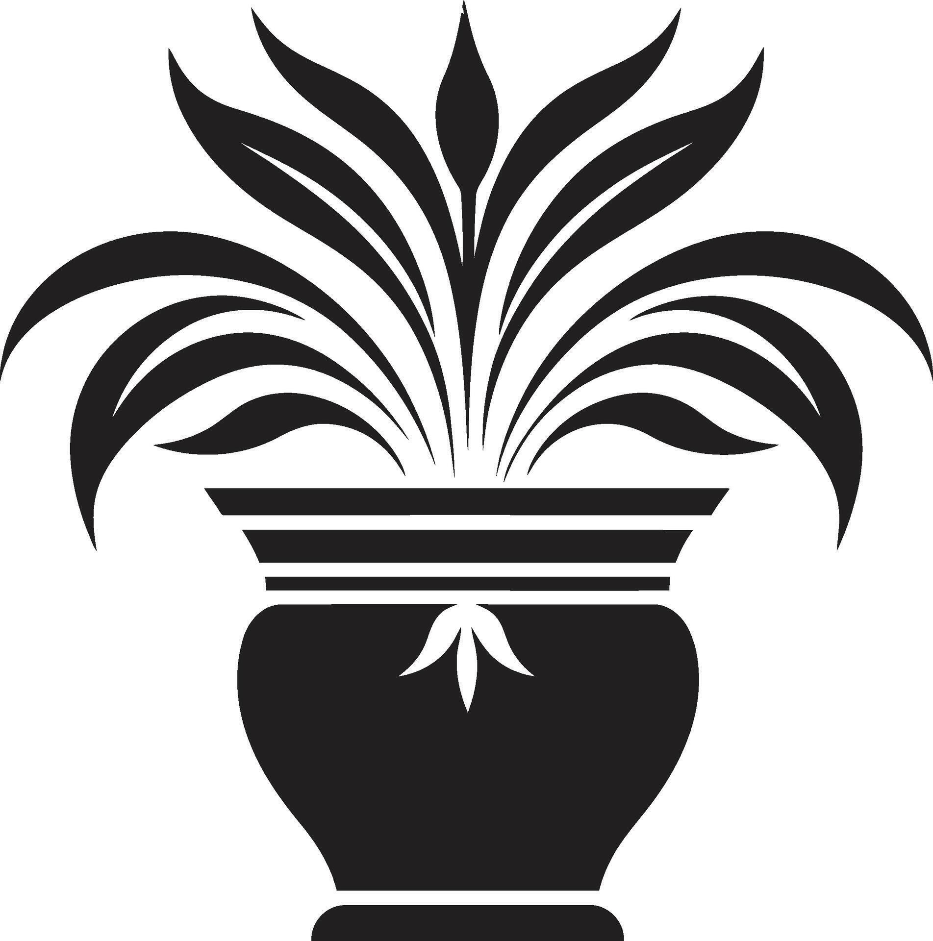 Floral Fusion Sleek Black Logo Featuring Decorative Plant Pot Potted