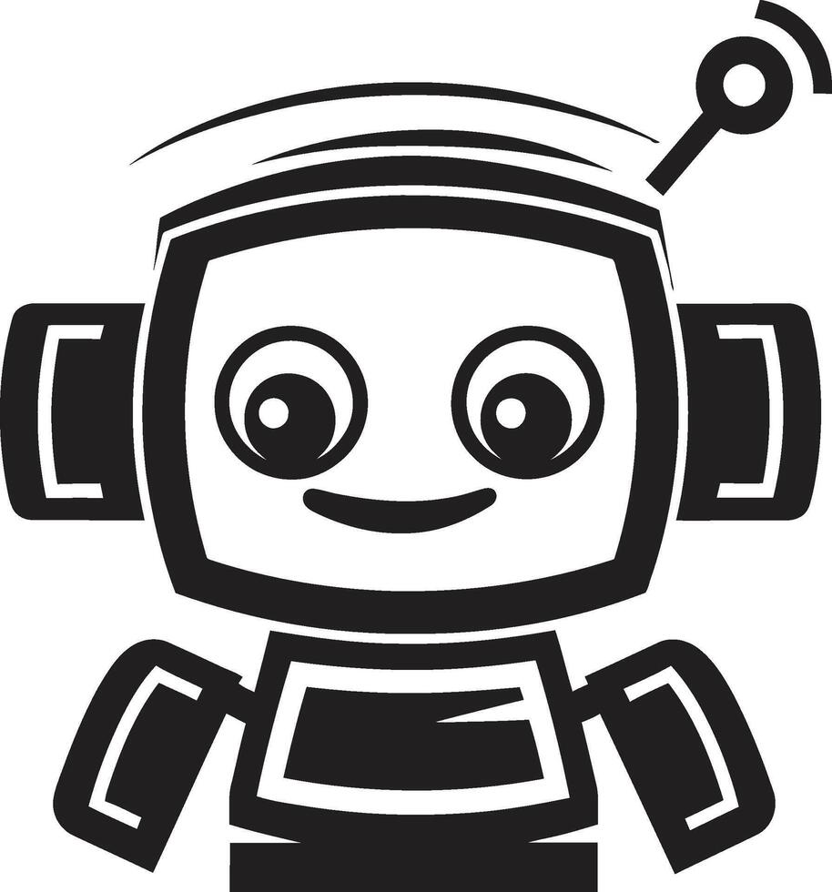 Whiz Widget Crest Small Robot Chatbot Design For Tech Conversations Nano Nudge Badge Adorable