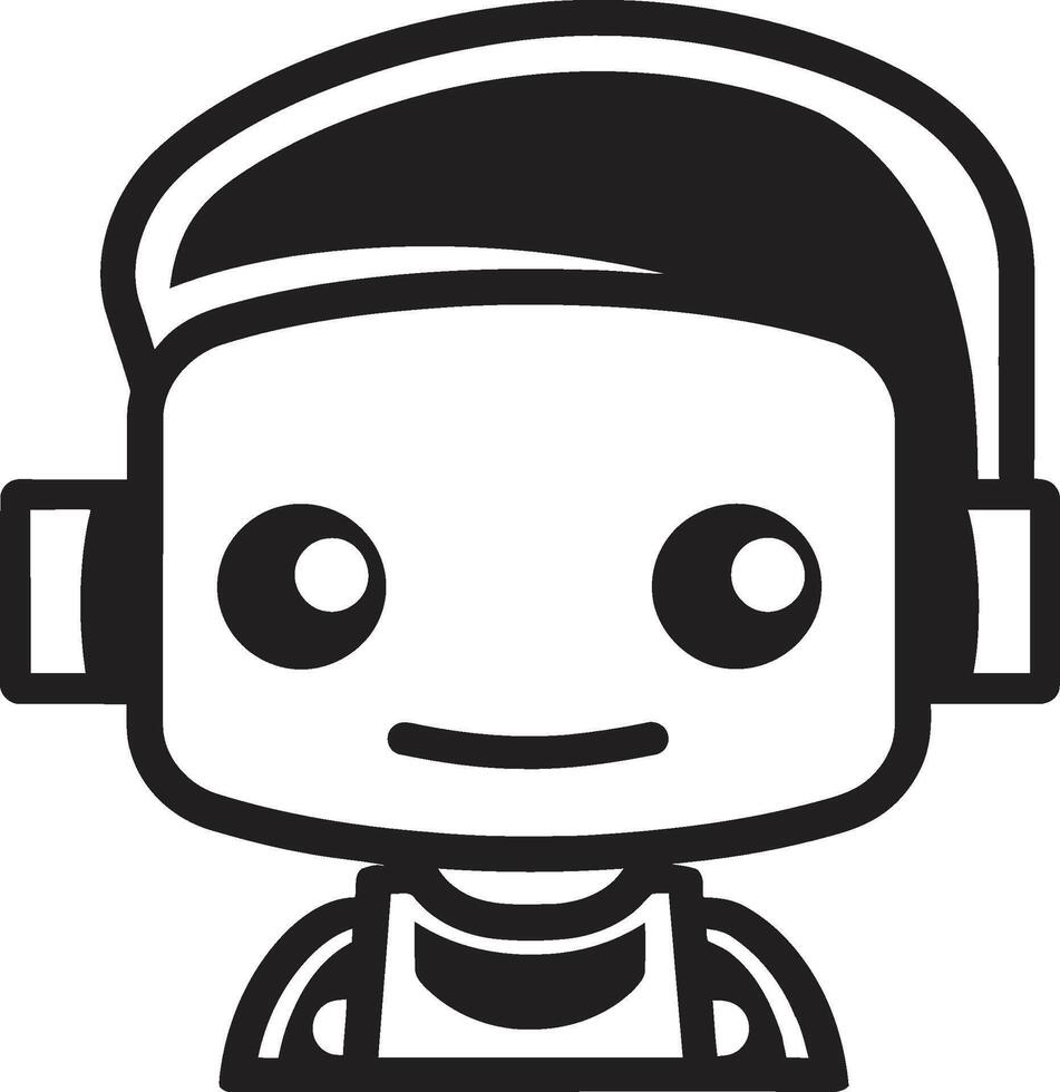 Whiz Widget Crest Miniature Robot Vector Icon For Tech Conversations Nano Nudge Insignia Cute