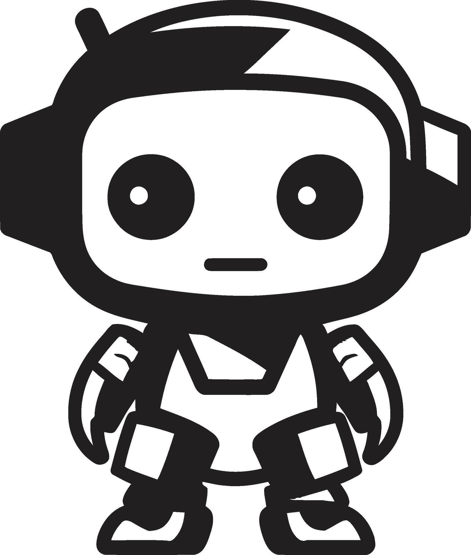 Whiz Widget Crest Miniature Robot Vector Icon For Tech Conversations Nano Nudge Badge Cute Robot