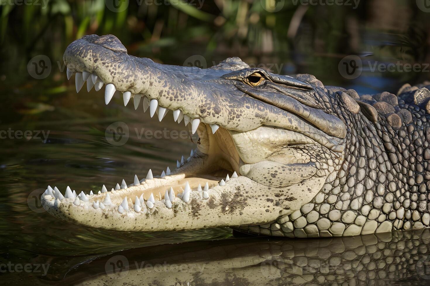 AI generated Impressive close up captures the fearsome jaw of a Nile ...