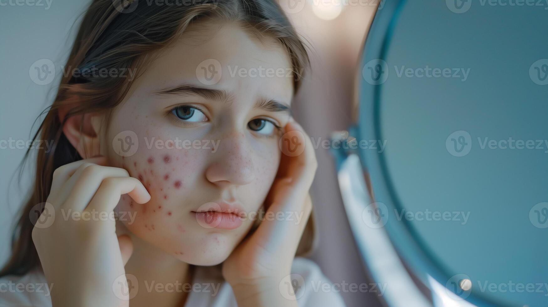 AI generated teenage girl have acne problem , Facial skin problems . 42640484 Stock Photo at ...