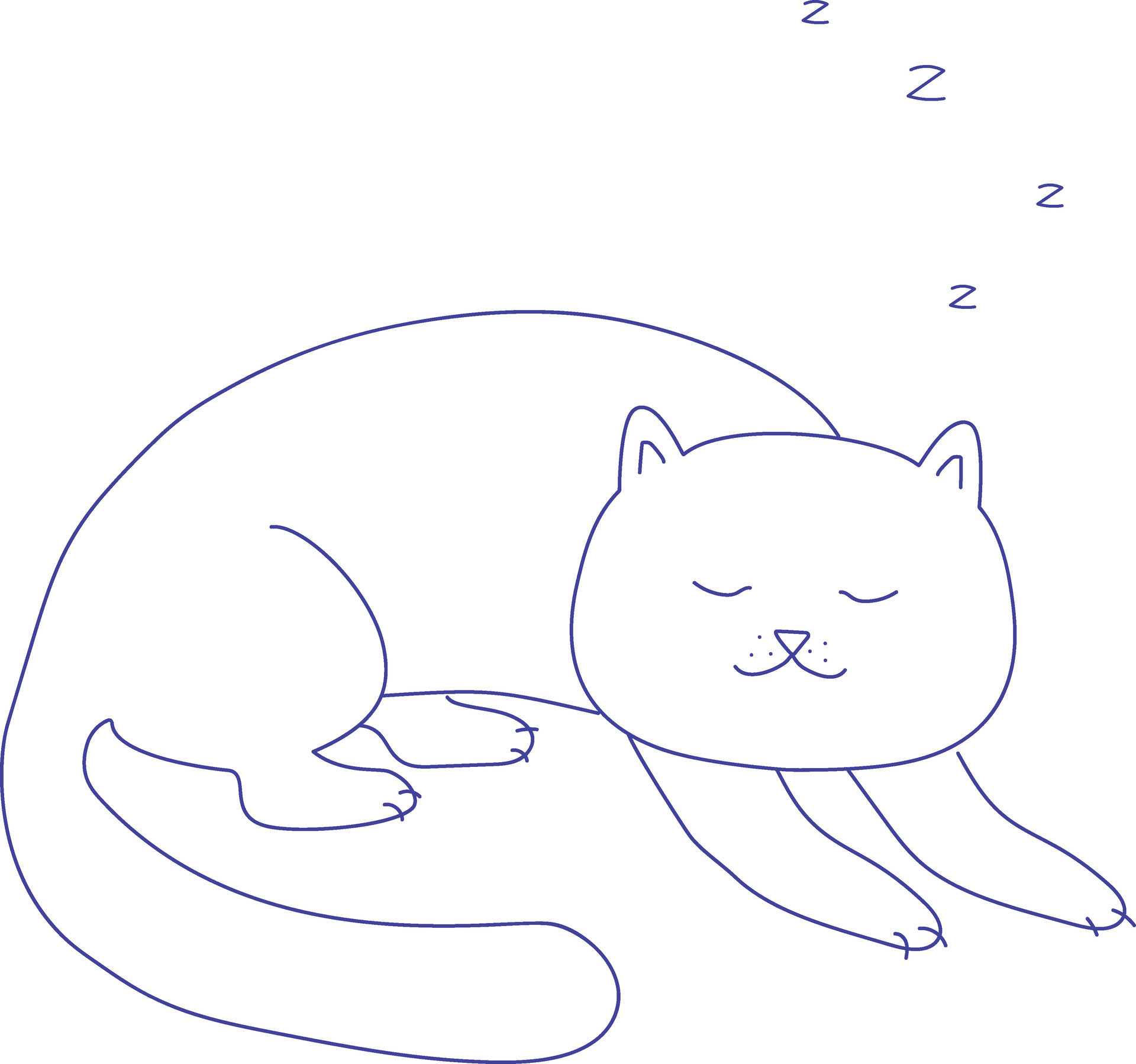 Sleeping Cat Line Drawing Illustration Sleep Cat Doodle 42648707 Vector Art At Vecteezy
