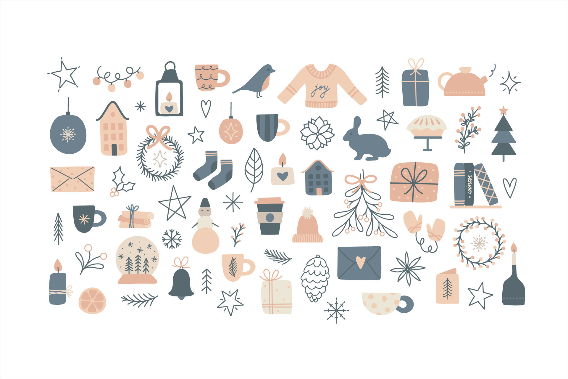 Cozy Winter Christmas Clipart Vector Elements 42650593 Vector Art at ...