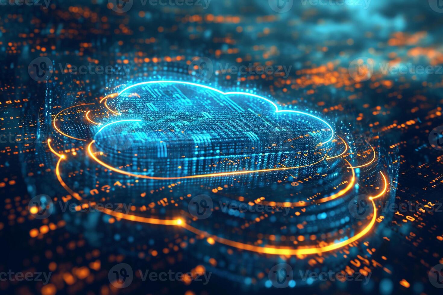 AI generated Futuristic Blue Cyber Cloud Computing Concept 42653049 ...