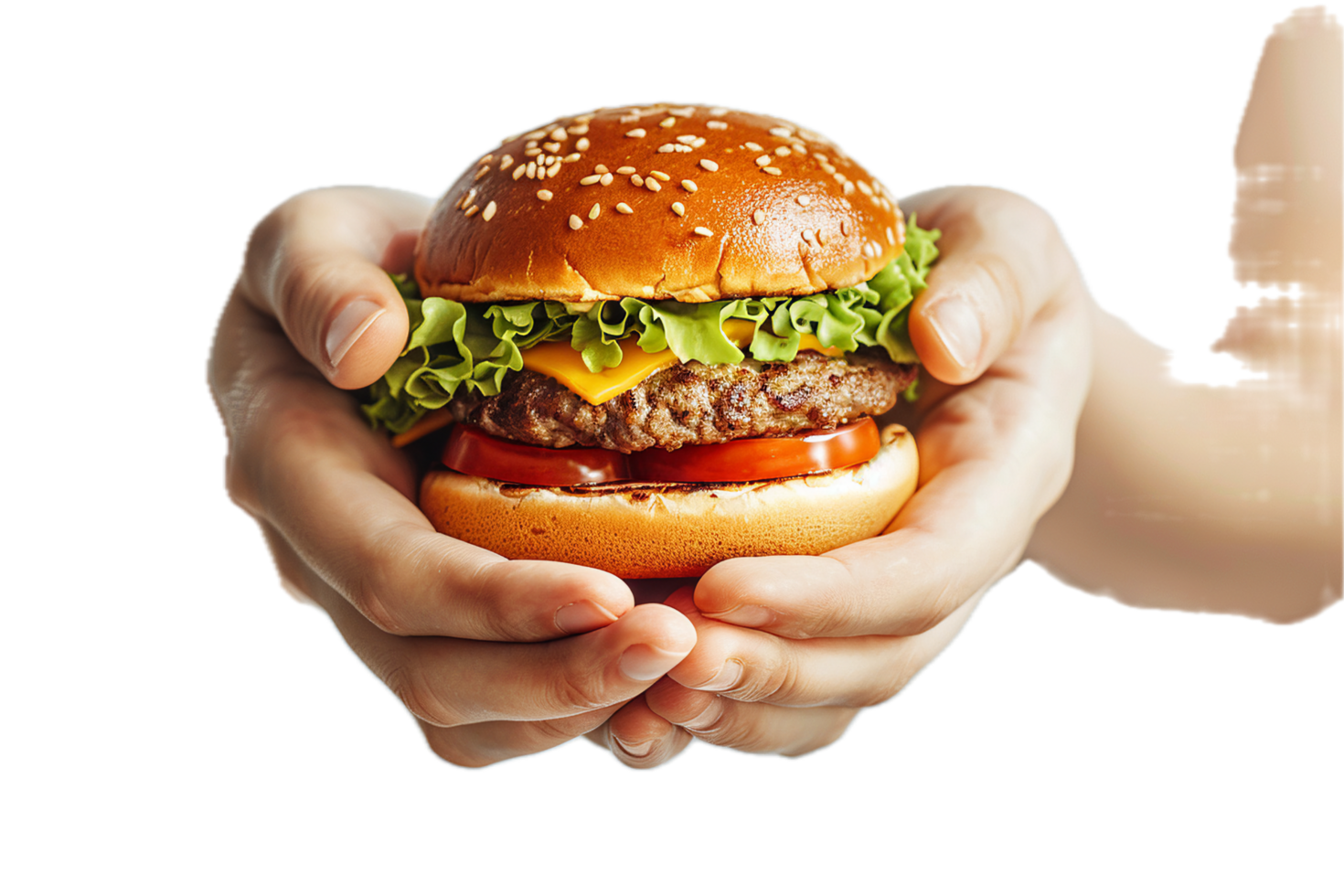 AI generated Hands Holding Classic Burger png 42654484 PNG