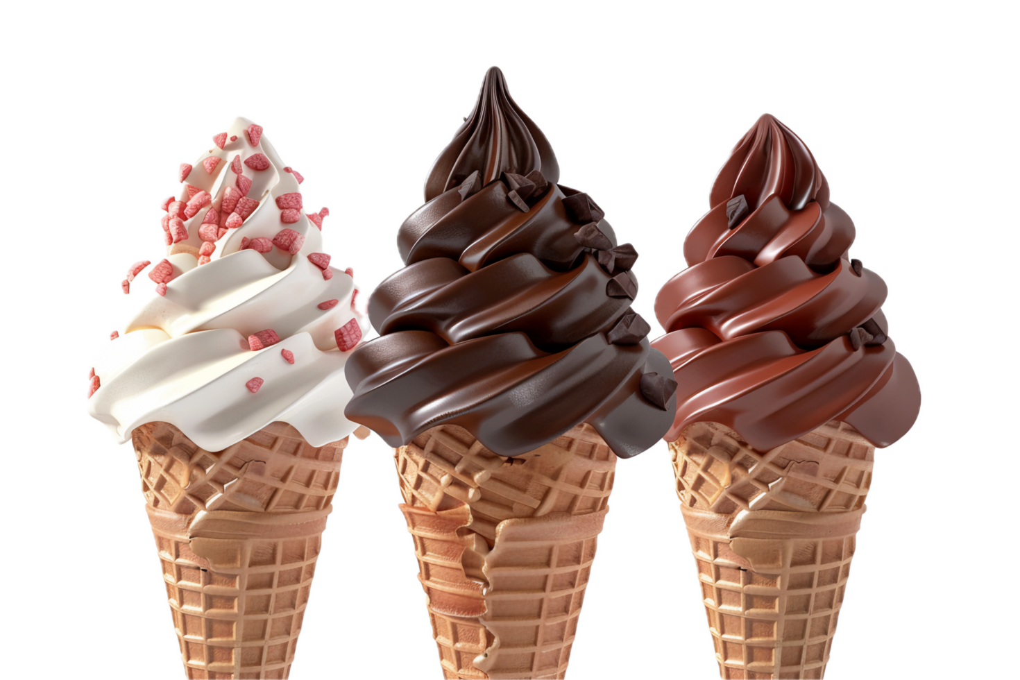 Ai Generated Strawberry Soft Serve Ice Cream With Chocolate Shavings