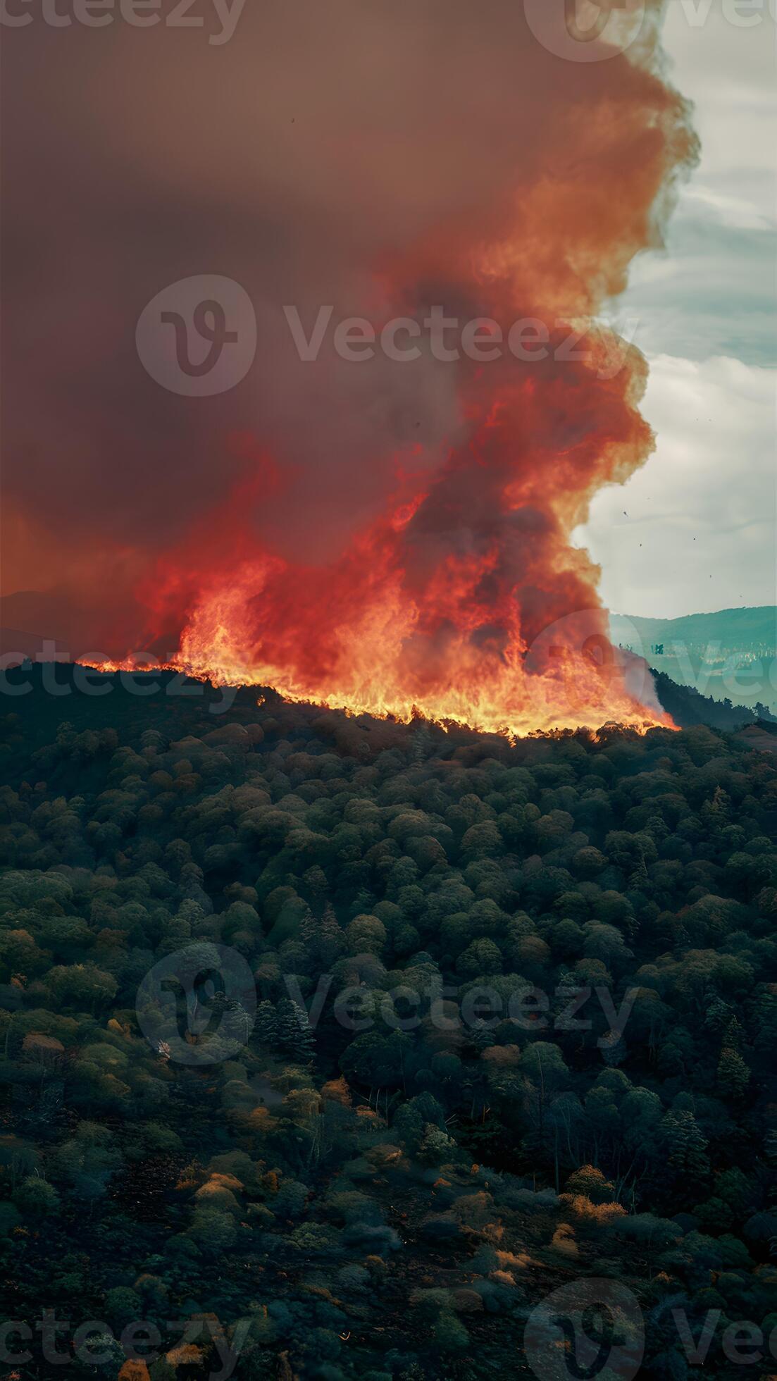 Ai Generated Forest Fire Spreads Wildly Engulfing Trees In Fierce