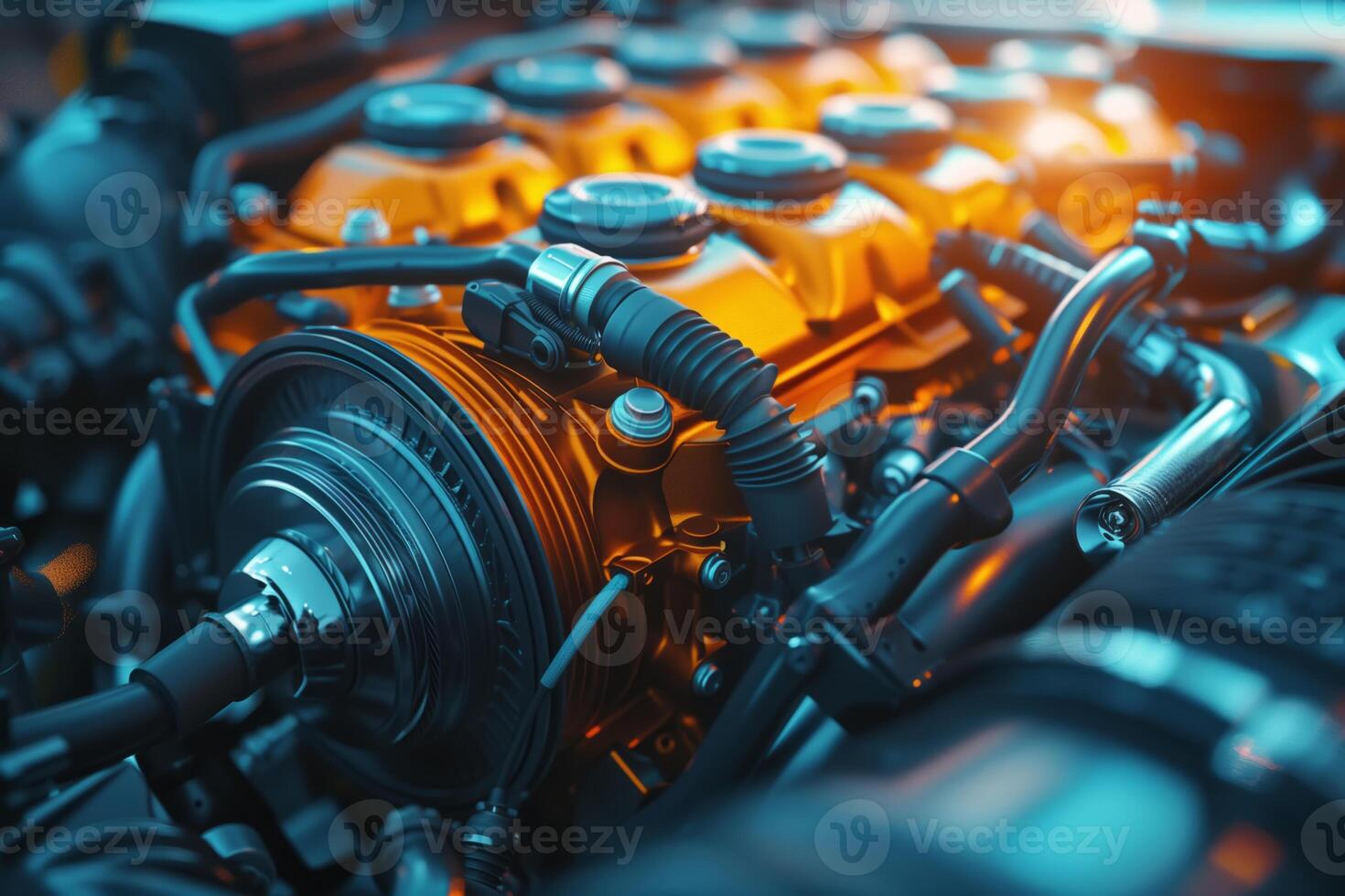 AI generated The close up view shows intricate components of a car ...