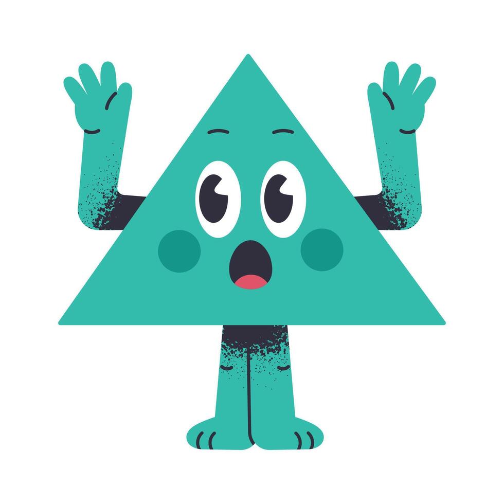 Comic Triangle Shape Funny Triangle Character Geometric Mascot With