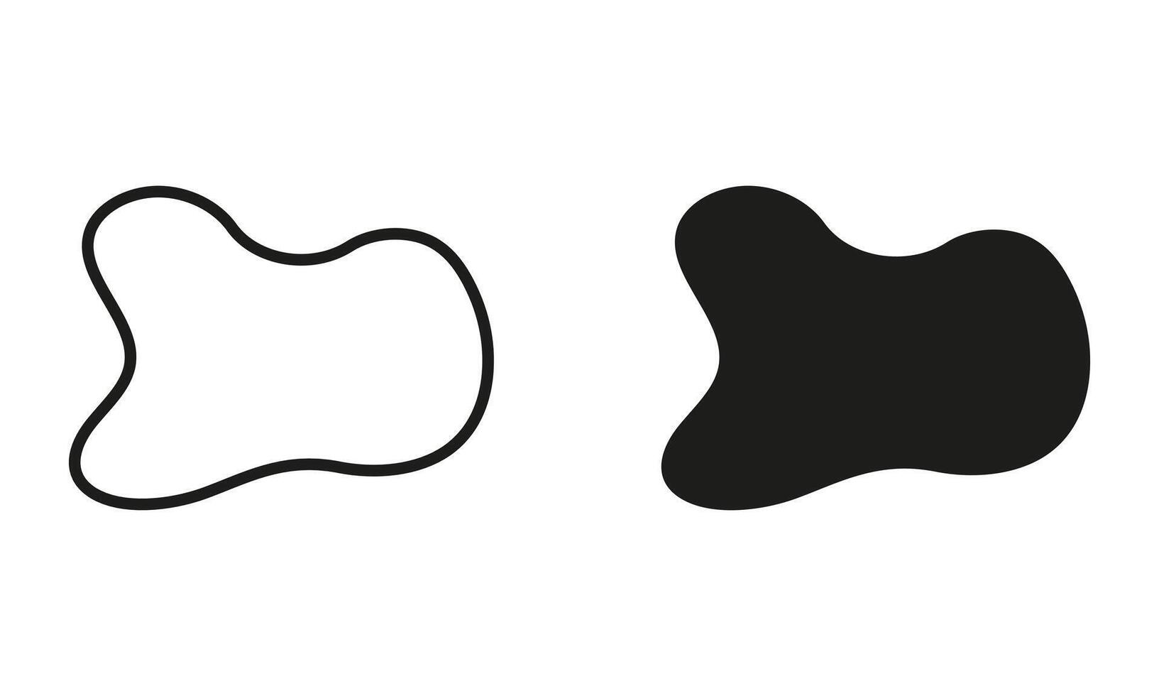 Random Shape Line And Silhouette Black Set Irregular Liquid Design