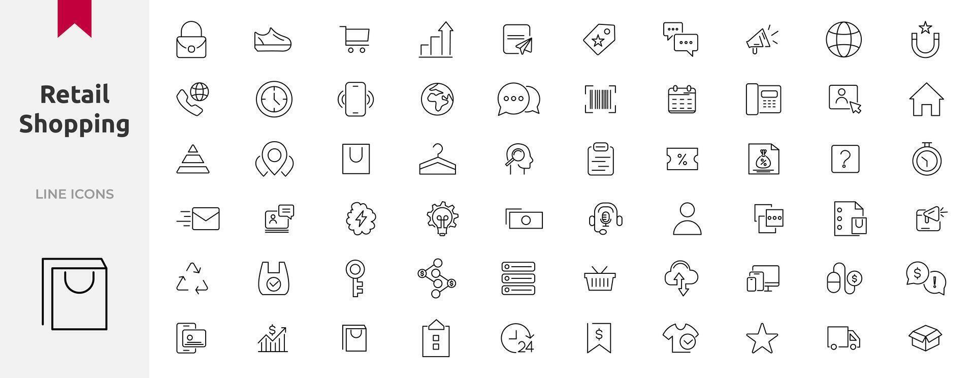 E-commerce, shopping retail web icon set. UI line icons collection ...