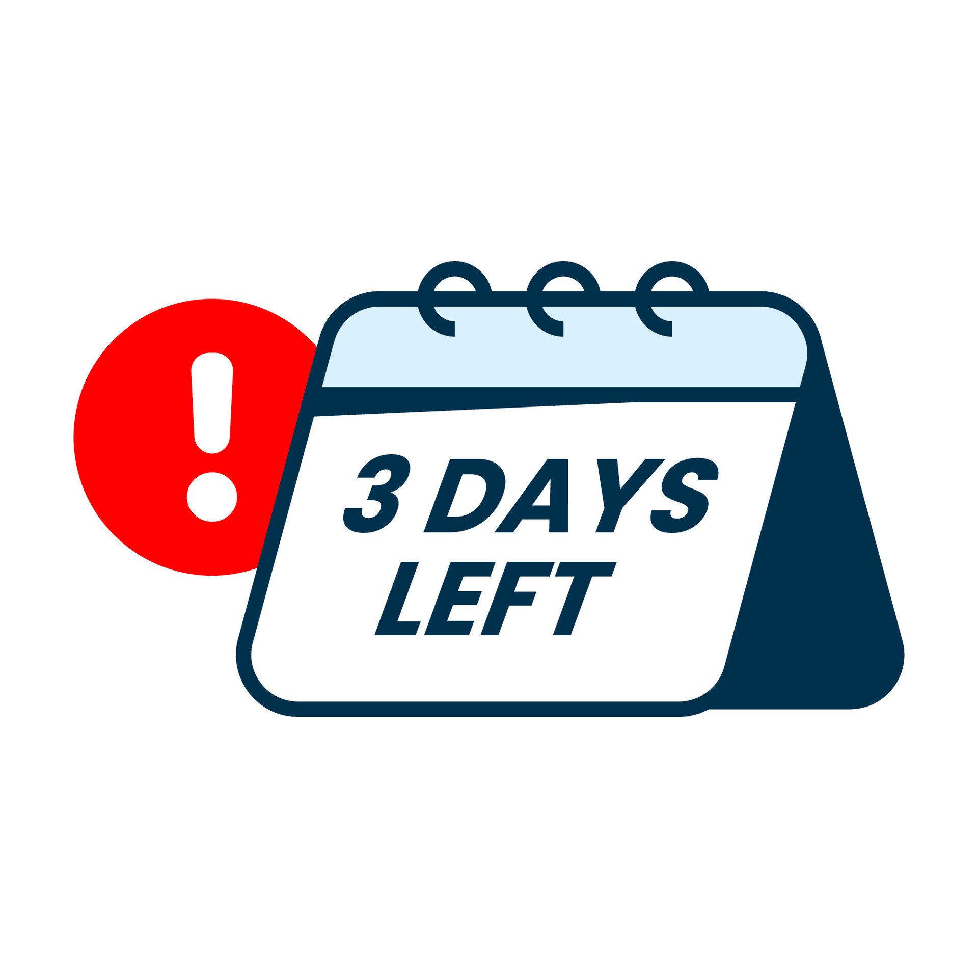 three days left, warning message remaining. will end in a few days ...