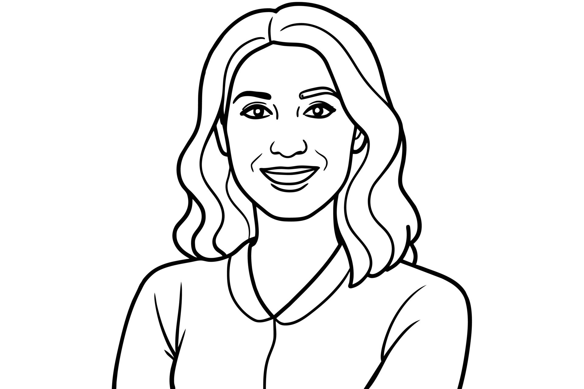Smiling Young Woman Line Art Illustration 42681216 Vector Art At Vecteezy