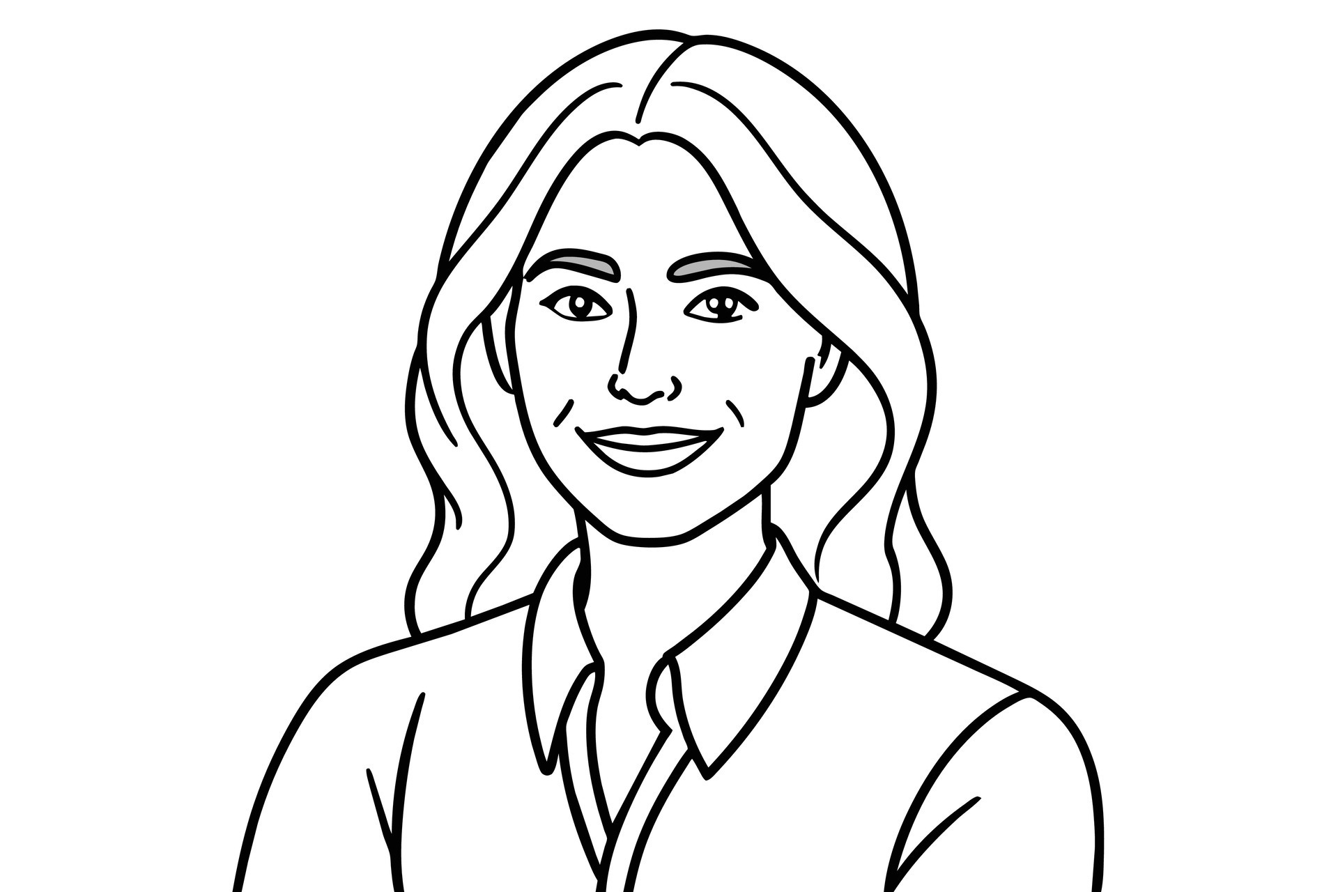 Smiling Young Woman Line Art Illustration 42681220 Vector Art At Vecteezy
